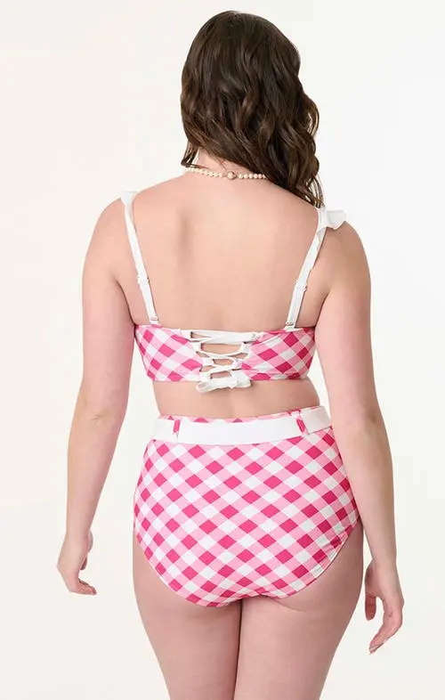 Unique Vintage Ruffled Longline Southampton Swim Top
