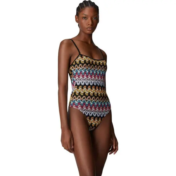 Missoni Lame Viscose Lace One-piece Swimsuit - Black Multi