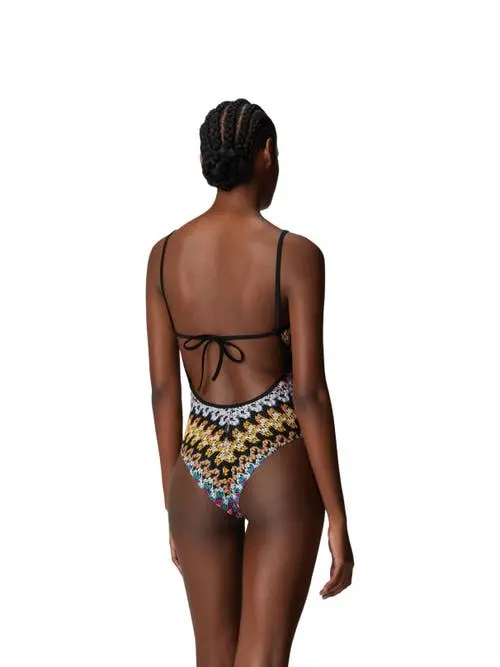Missoni Lame Viscose Lace One-piece Swimsuit - Black Multi