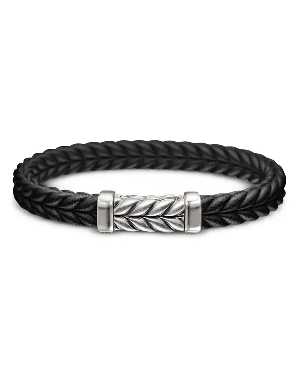 David Yurman Chevron Bracelet In Rubber With Sterling Silver - Black
