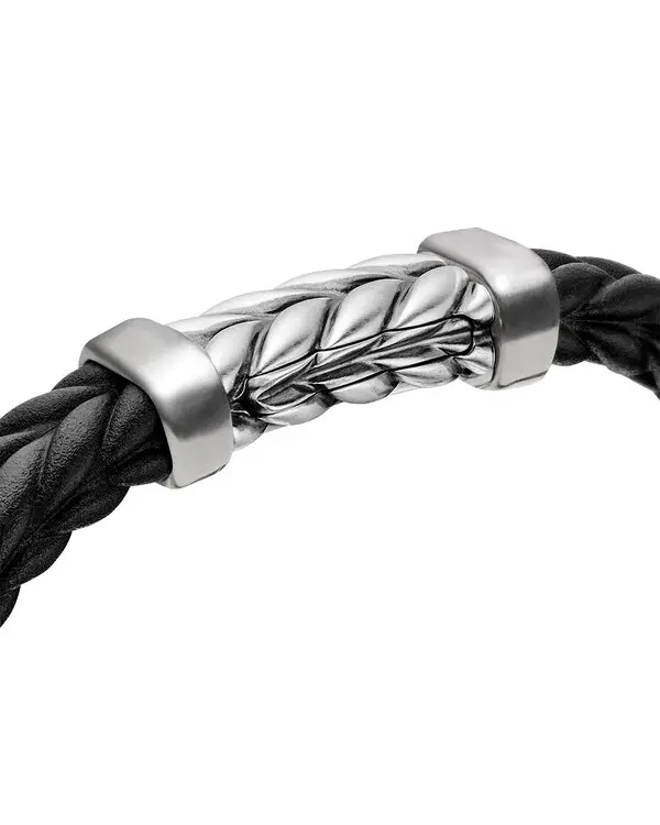David Yurman Chevron Bracelet In Rubber With Sterling Silver - Black