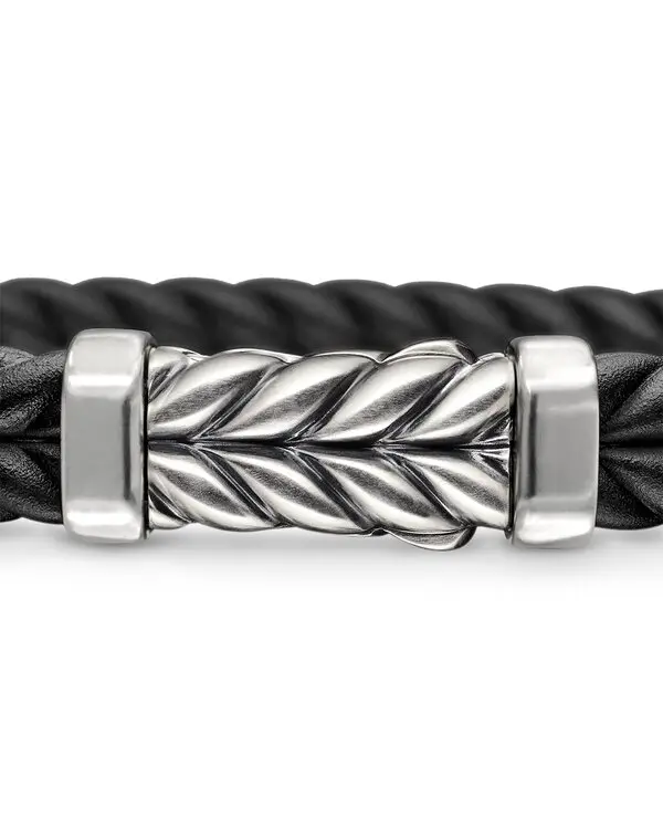 David Yurman Chevron Bracelet In Rubber With Sterling Silver - Black