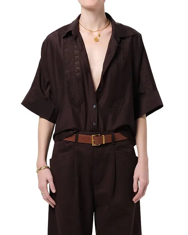 Citizens Of Humanity Claire Lace Trim Shirt - Chocolate