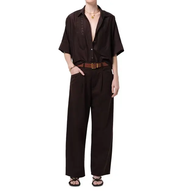 Citizens Of Humanity Claire Lace Trim Shirt - Chocolate
