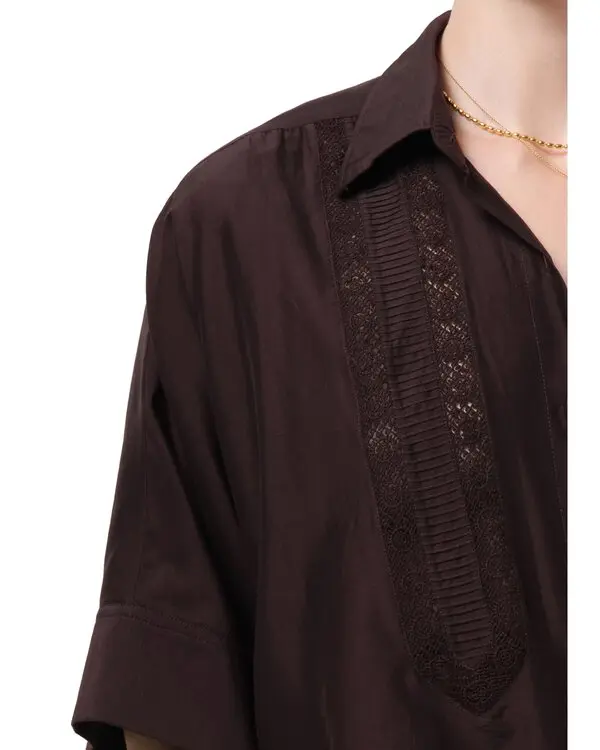 Citizens Of Humanity Claire Lace Trim Shirt - Chocolate