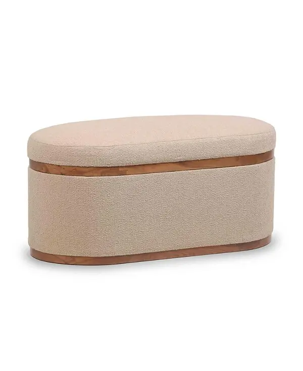 TOV FURNITURE Olivier Oval Storage Ottoman - Ivory