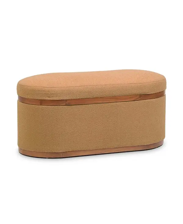 TOV FURNITURE Olivier Oval Storage Ottoman - Peach