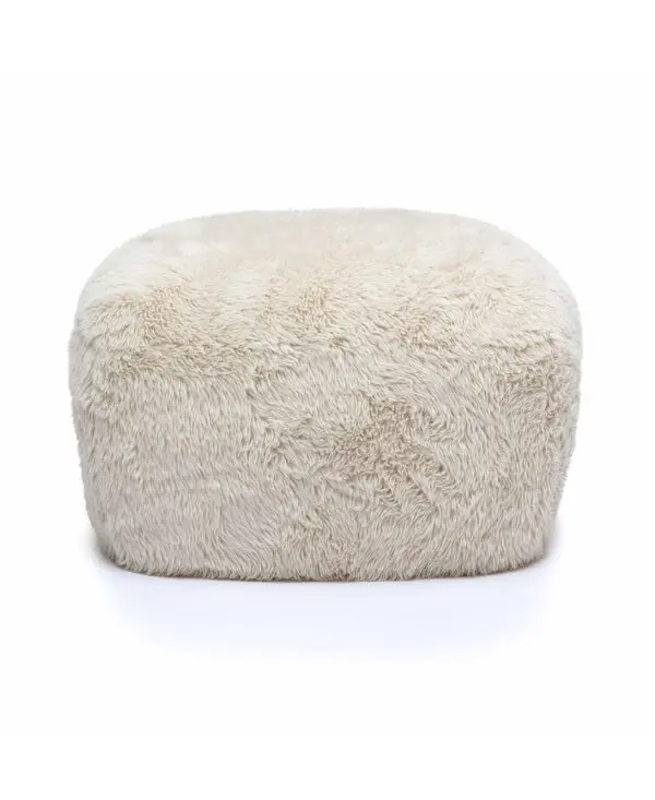 TOV FURNITURE Britt Shearling Ottoman - Natural