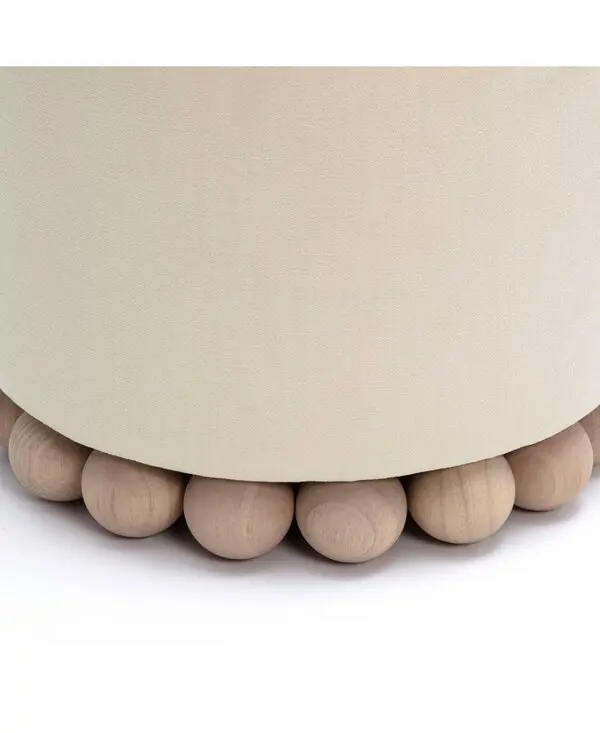 TOV FURNITURE Dex Upcycled Fabric Ottoman - Cream