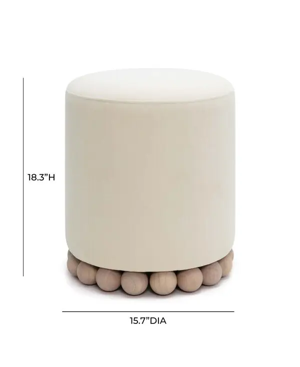 TOV FURNITURE Dex Upcycled Fabric Ottoman - Cream