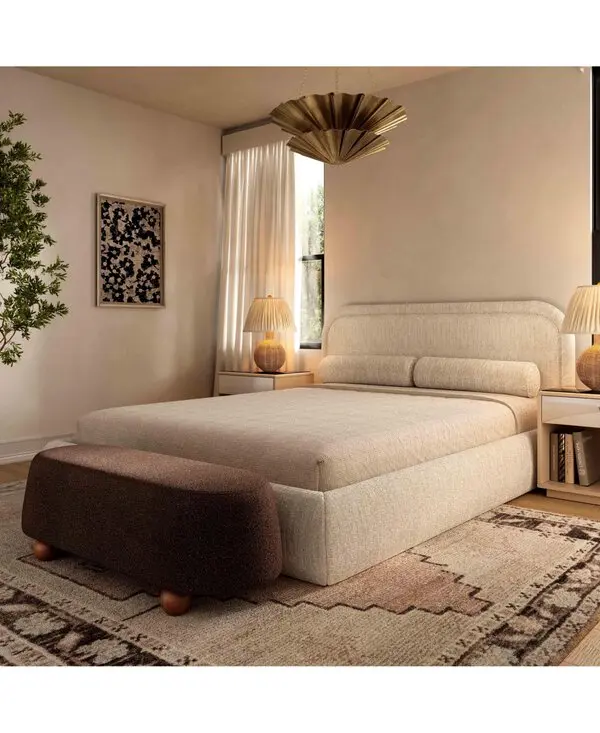 TOV FURNITURE Jaine Boucle Large Ottoman - Brown