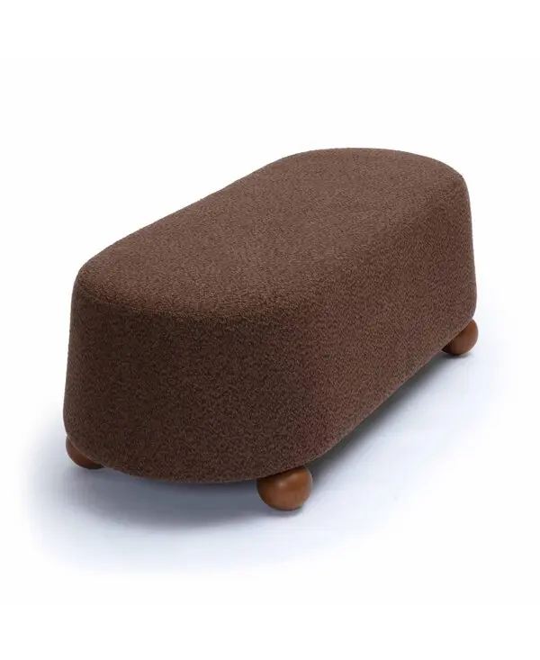 TOV FURNITURE Jaine Boucle Large Ottoman - Brown