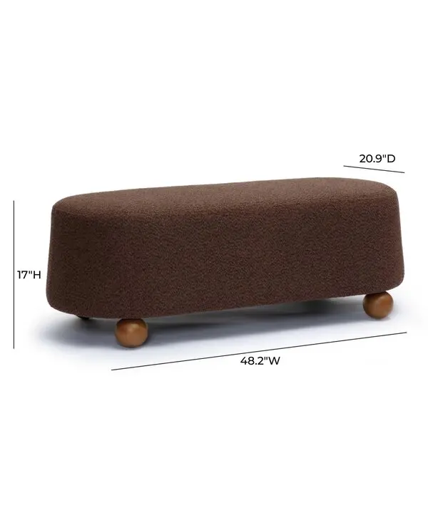TOV FURNITURE Jaine Boucle Large Ottoman - Brown