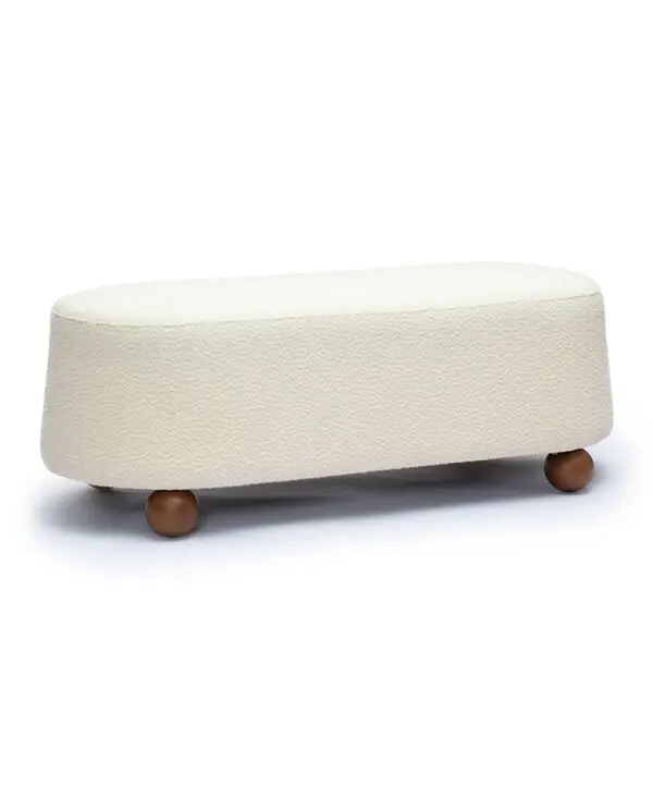 TOV FURNITURE Jaine Boucle Large Ottoman - Cream