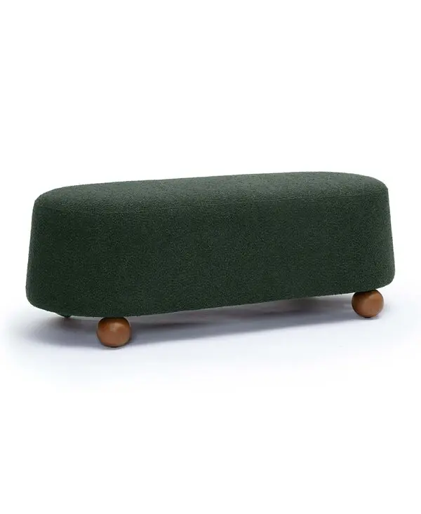 TOV FURNITURE Jaine Boucle Large Ottoman - Forest Green