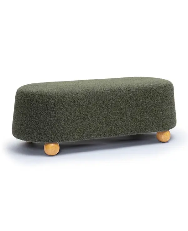 TOV FURNITURE Jaine Loose Faux Mohair Large Ottoman - Forest Green