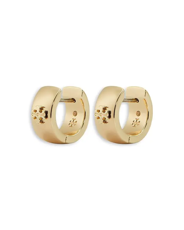 Tory Burch Kira Double T Huggie Hoop Earrings - Gold