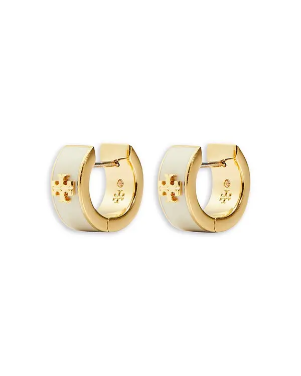 Tory Burch Kira Double T Huggie Hoop Earrings - Light Pink/gold