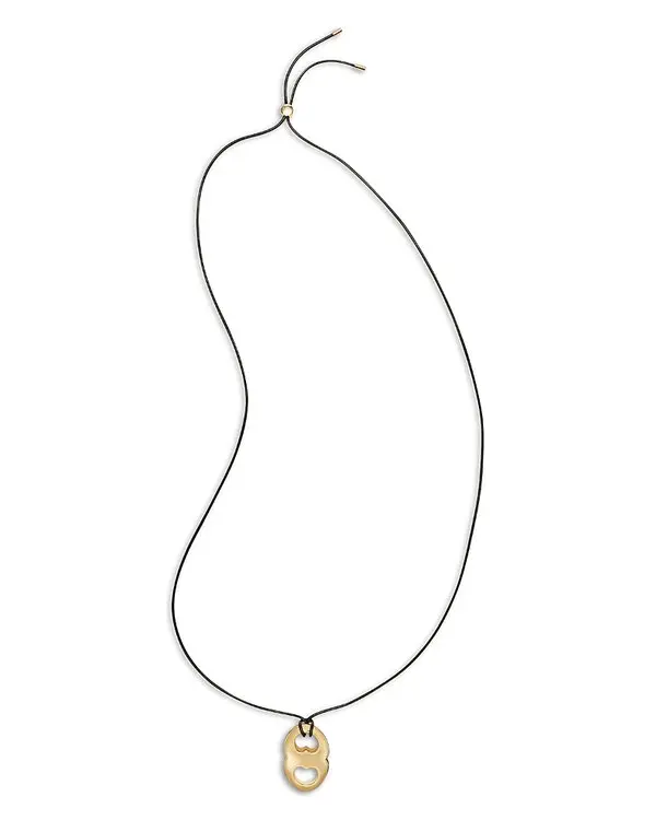 Tory Burch Gemini Link Adjustable Pendant Necklace - Black/gold