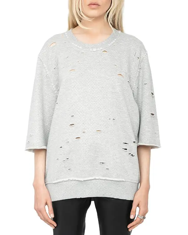 Zadig&Voltaire Edmond Distressed Sweatshirt - Gris Chine Clin