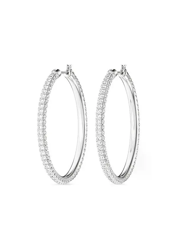 SWAROVSKI Stone Hoop Earrings - Silver