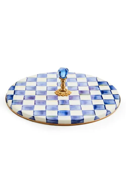 MACKENZIE-CHILDS Royal Check Enameled Steel Cheese Course - Blue/ White