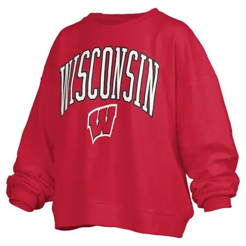 PRESSBOX Wisconsin Badgers Oversized Pullover Sweatshirt - Red