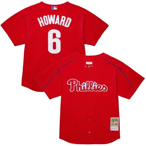Mitchell & Ness Ryan Howard Philadelphia Phillies Cooperstown Collection Batting Practice Jersey - Red