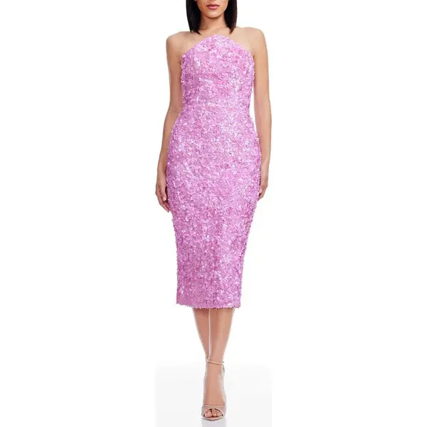 Dress The Population Etta Sequin Strapless Sheath Dress - Lilac