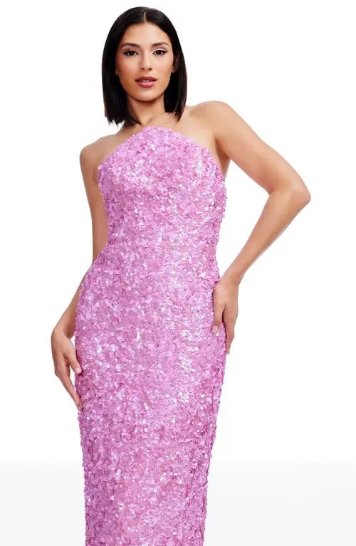Dress The Population Etta Sequin Strapless Sheath Dress - Lilac