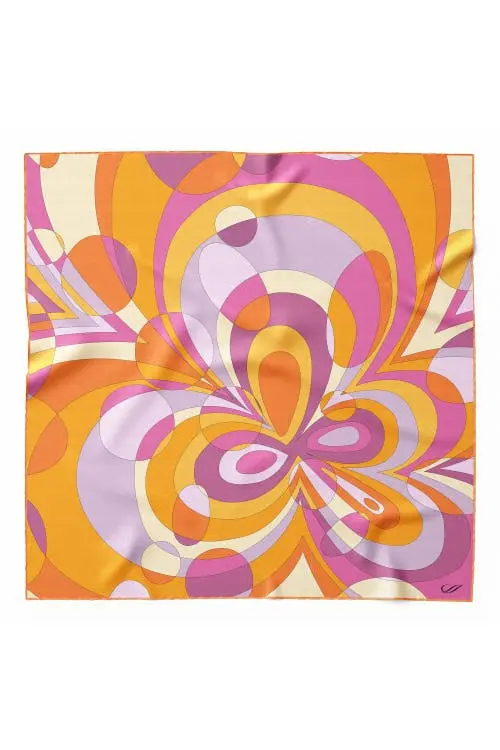 ELIZABETTA Michellesilk Bandana For - Orange And Pink