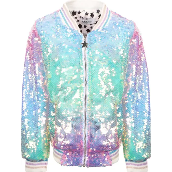 LOLA + THE BOYS Icy Ombre Sequin Jacket - Blue