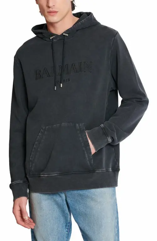 Balmain Embroidered Hoodie - Grey