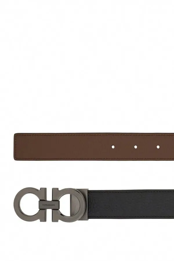 FERRAGAMO Adjustable Reversible Belt - Black/clay