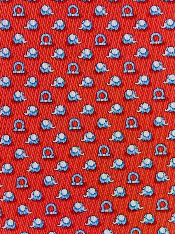 FERRAGAMO Elephant-print Silk Neck Tie - Red