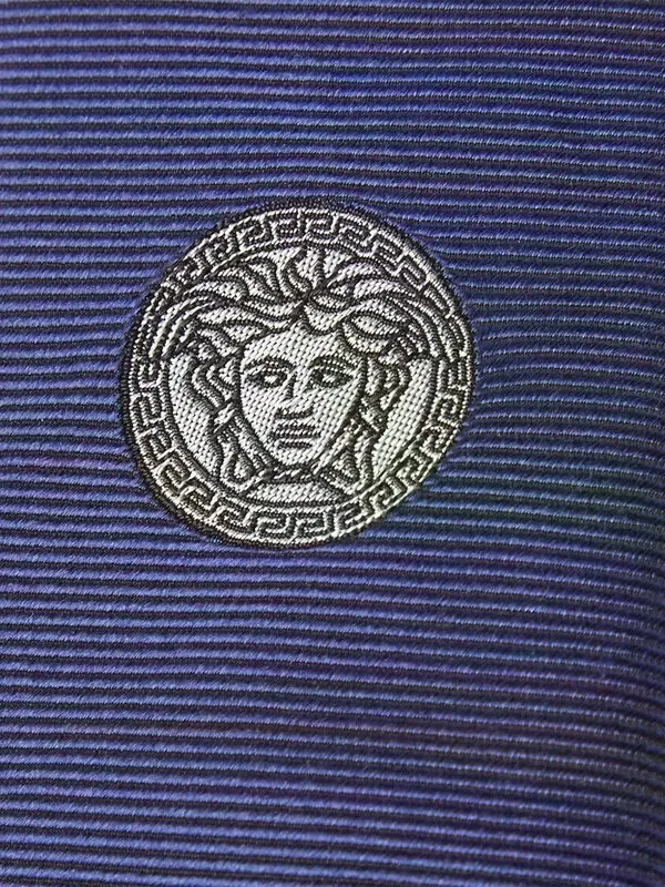 Versace Medusa Embroidered Tie - Blue
