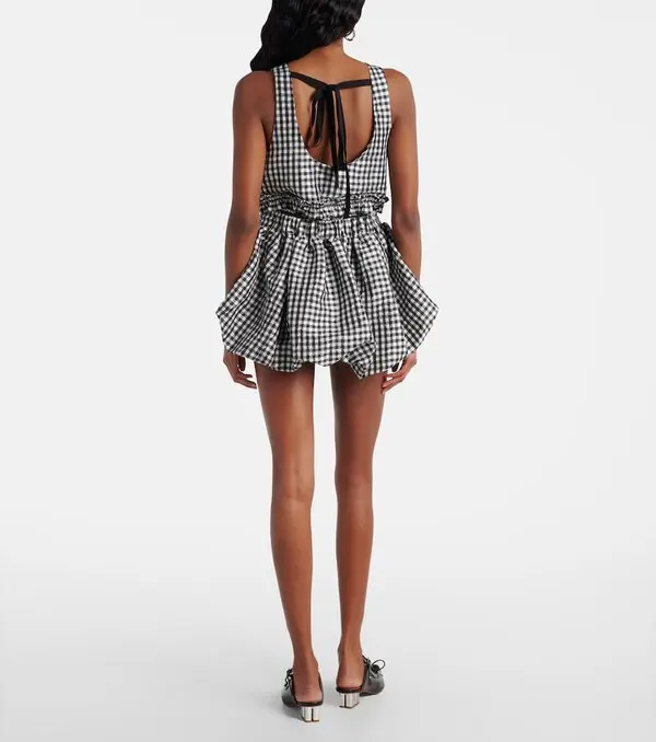 GANNI Gingham Taffeta Miniskirt