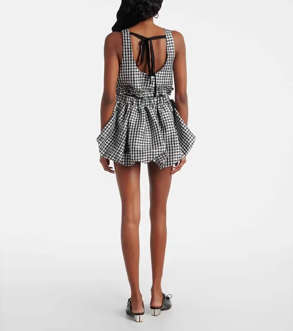 GANNI Gingham Taffeta Miniskirt