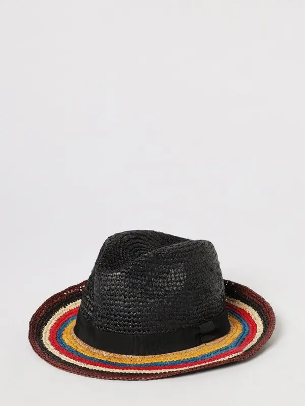 Paul Smith Straw Fedora Hat - Black