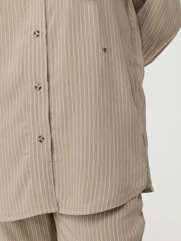 Victoria Beckham Striped Shirt With Classic Collar - Brown
