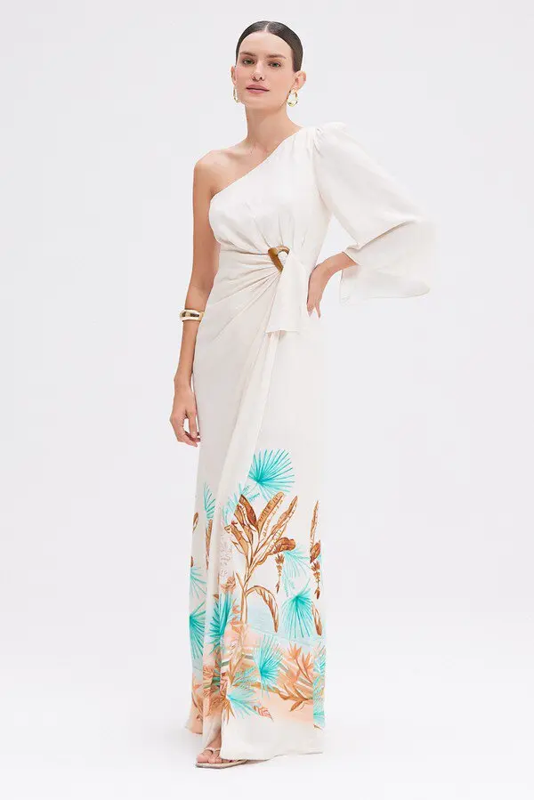 neutral flowy maxi dress Flowy V-Neck Open Back Spaghetti Strap Side Pocket Maxi Dress main image 0