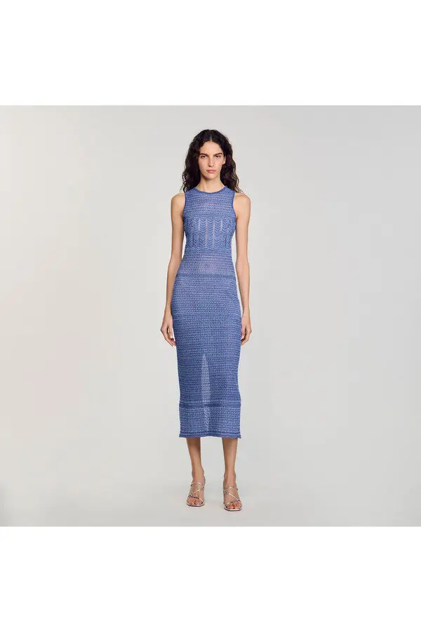 knee length dresses for ladies SANDRO Knit MIDI dress -Beige main image 0
