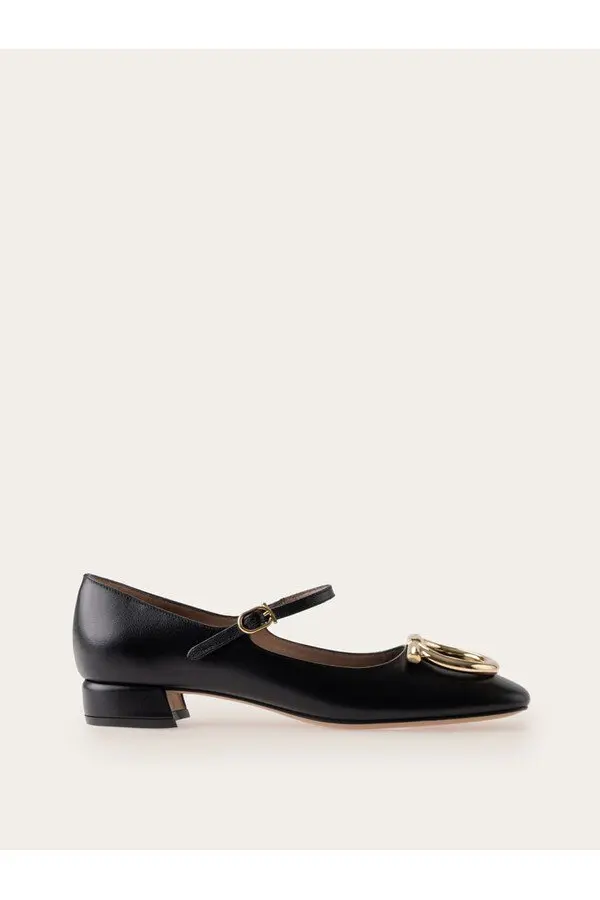 FERRAGAMO Maxi Gancini Mary Jane - Black