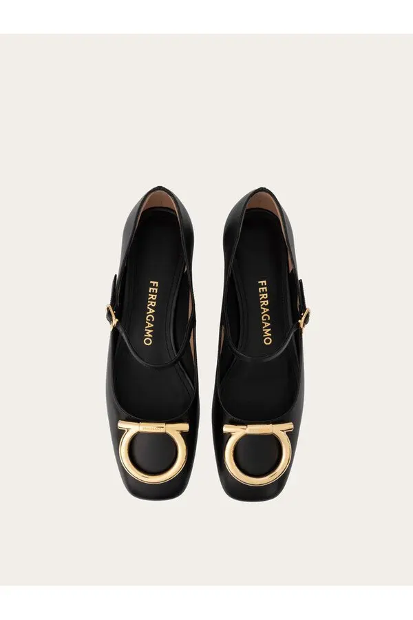 FERRAGAMO Maxi Gancini Mary Jane - Black