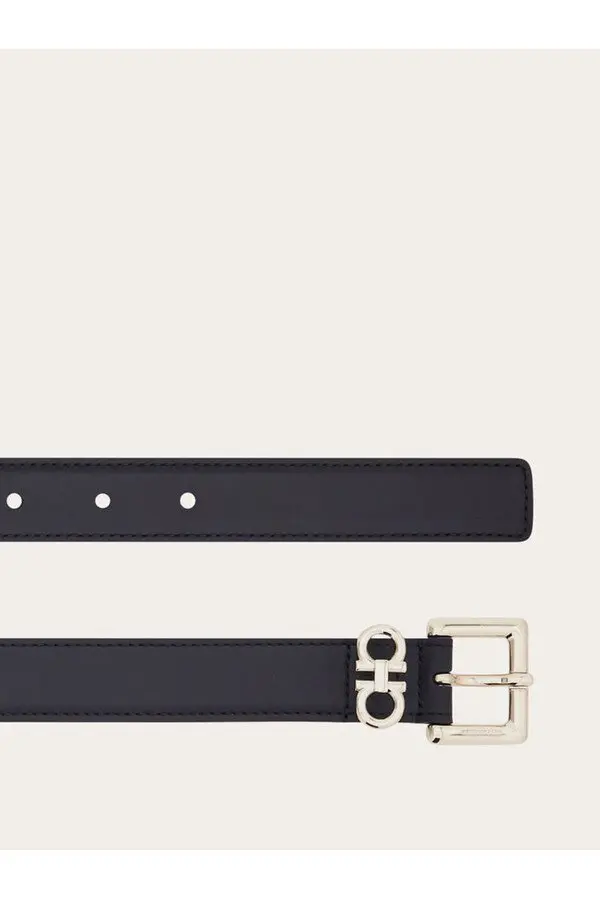 FERRAGAMO Double Gancini Fixed Belt - Navy