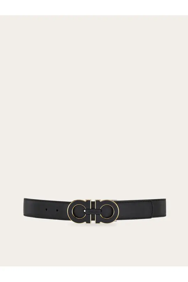 FERRAGAMO Reversible And Adjustable Gancini Belt - Black