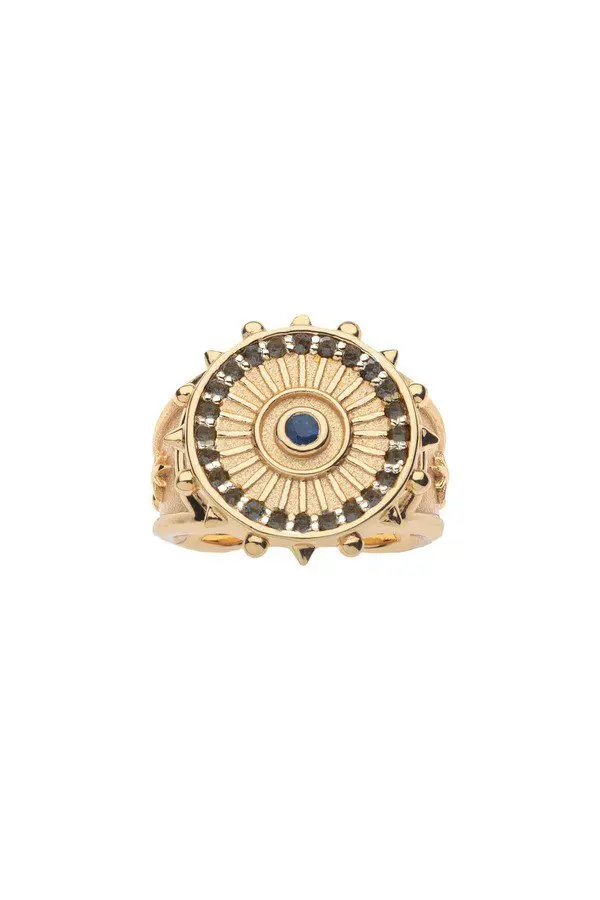JANE WIN Protect Embellished Watchful Eye Ring - Blue