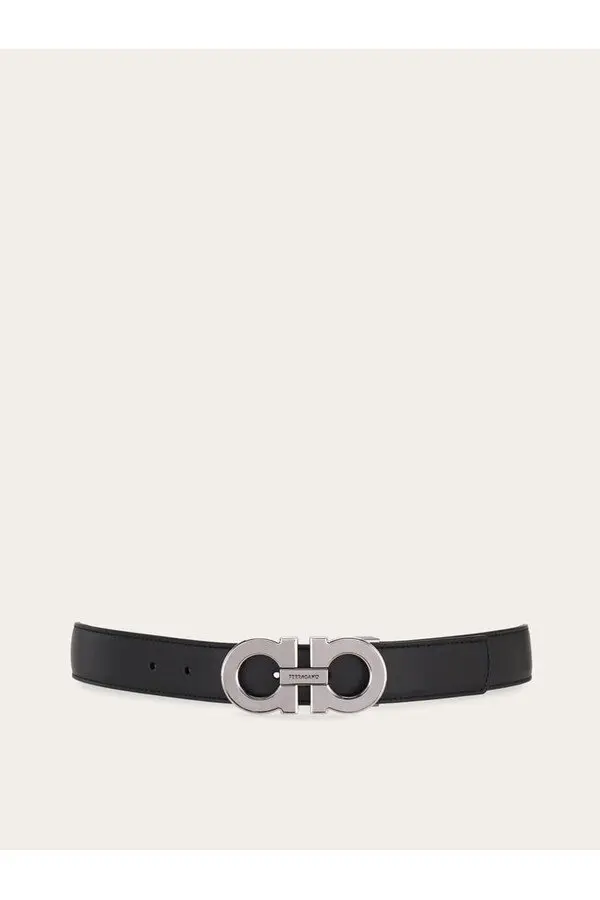 FERRAGAMO Reversible And Adjustable Gancini Belt - Natural