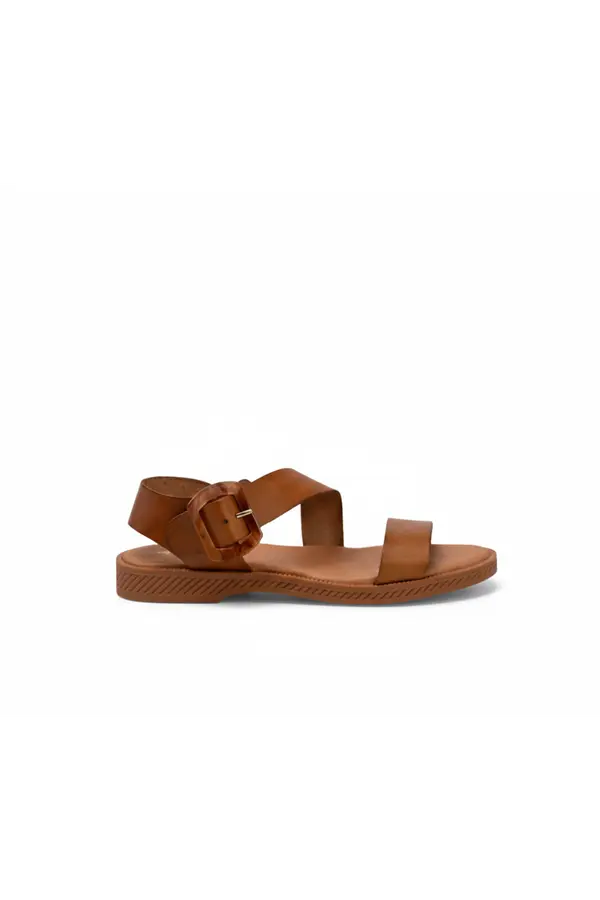 MENINA STEP Leather Sandals With Adjustable Buckle - Natural