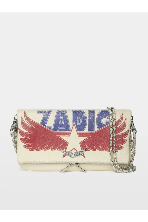 Zadig&Voltaire Grained Leather Pochette With Chain Strap - Natural